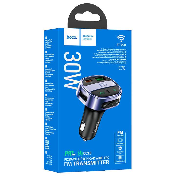 Hoco E70 PD30W+QC3.0 car BT FM transmitter დამტენი - Extra.ge - 646387
