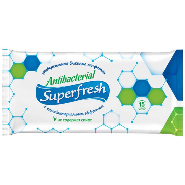 Superfresh ანტიბაქტერიული სველი ხელსახოცი 15ც სუპერფრეში Extra Ge