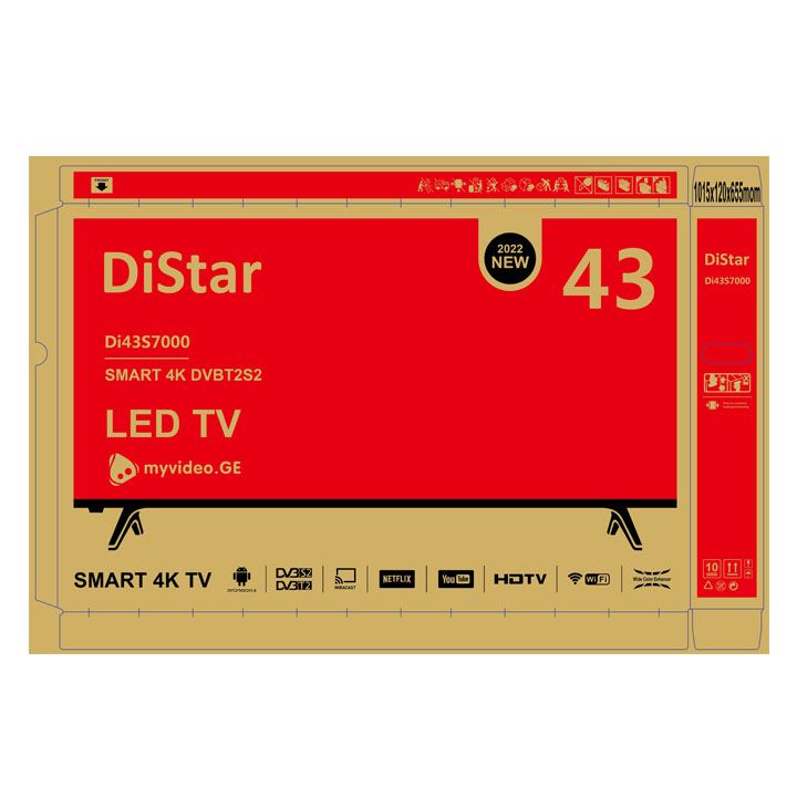 Distar Di43s7000 4k 109სმ ტელევიზორი საჩუქრად საკიდი Extra Ge 673078