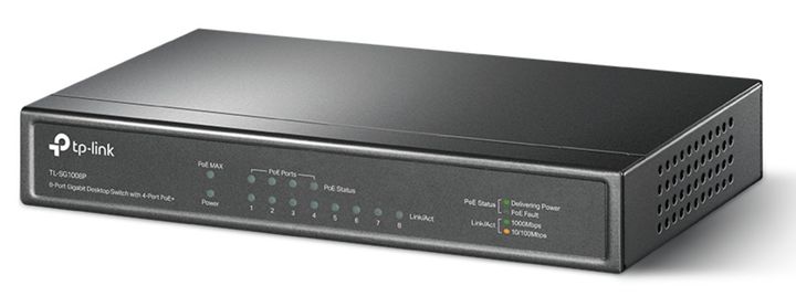 Network Active/ Switch/ TL-SG1008P, TP-Link, 8-Port Gigabit Desktop ...