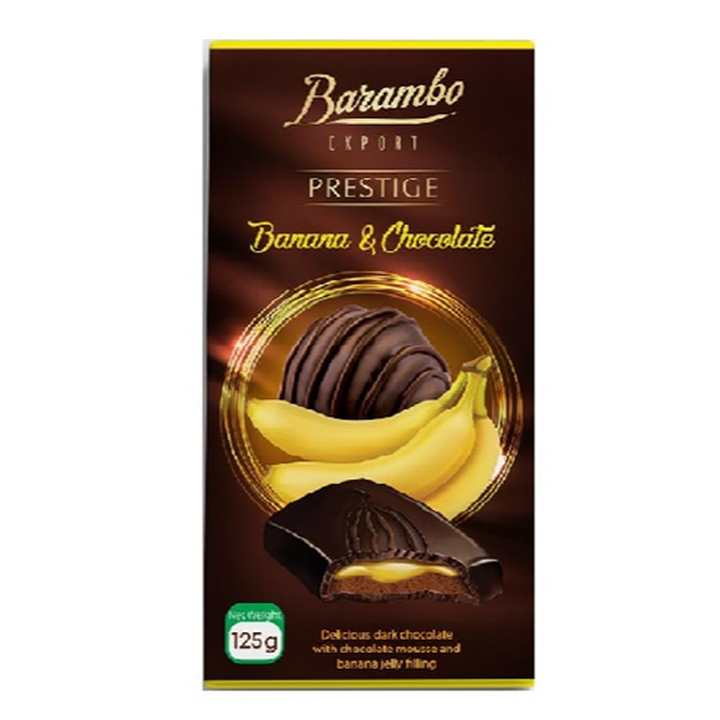 🎁 Barambo Export შოკოლადის ფილა PRESRIGE ბანანით და შოკოლადის მუსით 125 ...