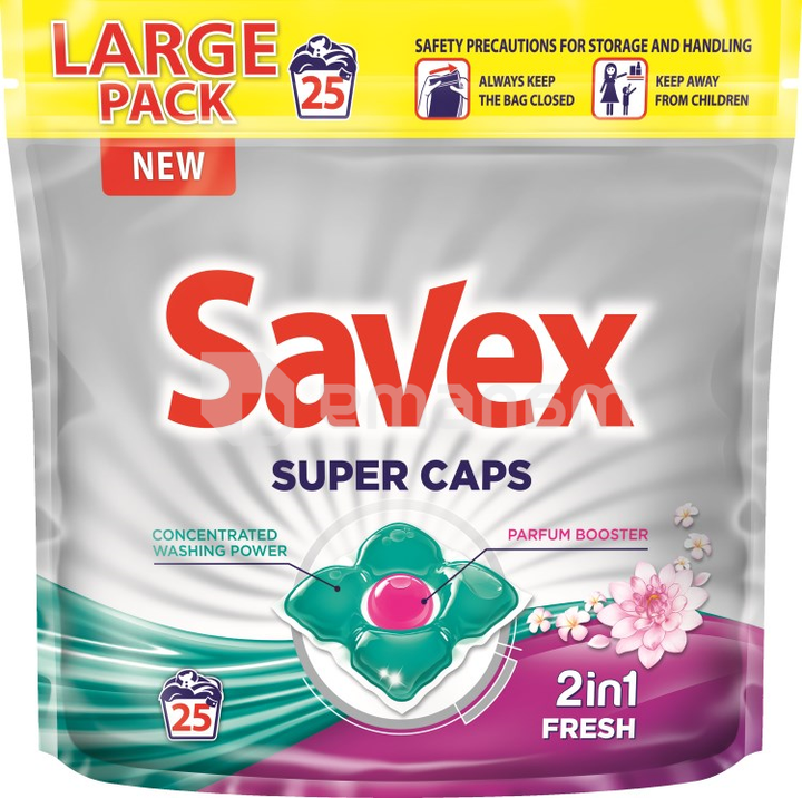 სარეცხი კაფსულები Savex ავტომატი Super Caps 2in1 Fresh 25 ც - Extra.ge ...