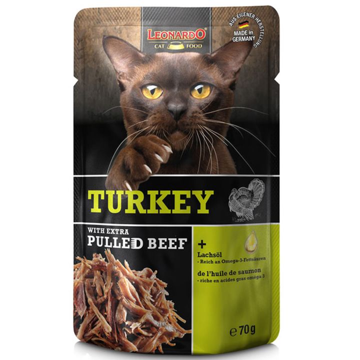 Leonardo Turkey + Extra Pulled Beef 70გრ კატის საკვები - Extra.ge - 851648