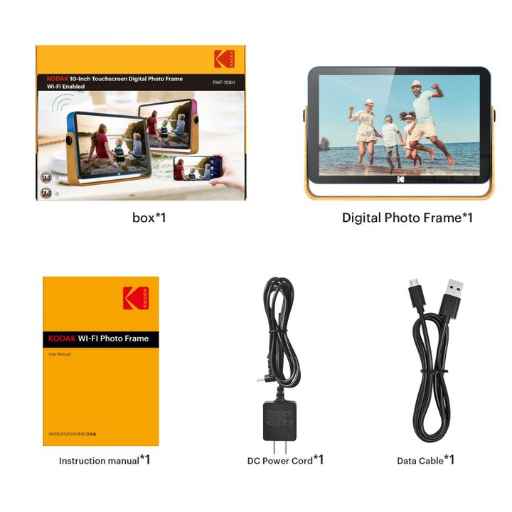 KODAK RWF-108H 10Inc Ocean Blue Digital Photo Frame Metal სმარტ ჩარჩო ...